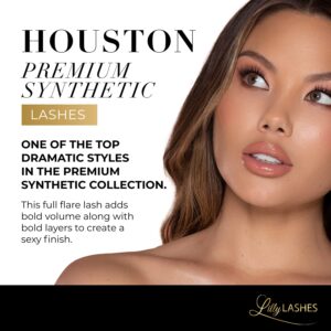 Lilly Lashes Premium Synthetic Lashes Houston | Fake Eyelashes Natural Look | Bold Full Bodied Look Max Volume Lash | False Lashes | Vegan Strip Lash | Reusable Up to 10 Wears | 17mm