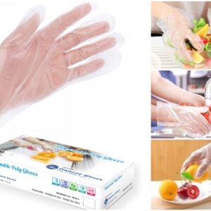 Gloves+com Disposable Food Service Poly Gloves, Large, 500 Count - High Density, Odorless, Extra Finger Tip Protection, Good Grip, Food Grade Material