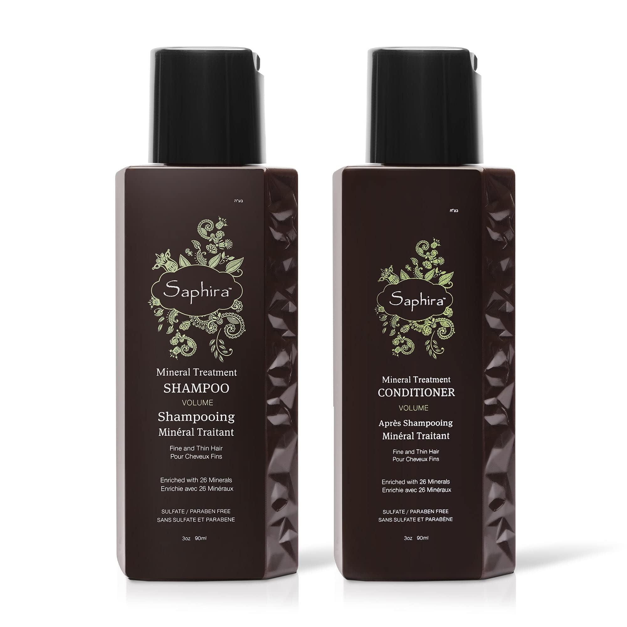 Saphira Mineral Treatment Shampoo & Conditioner Duo Set for Fine, Thin & Color-Treated Hair, 3 oz (Travel Size)