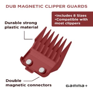 Gamma+ Professional Dub Magnetic Hair Clipper Guards from 1/16 to 3/4" Premium Neodymium Red