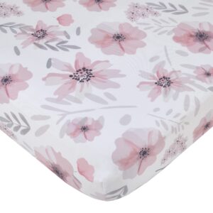 little love by nojo beautiful blooms pink and white floral fitted crib sheet