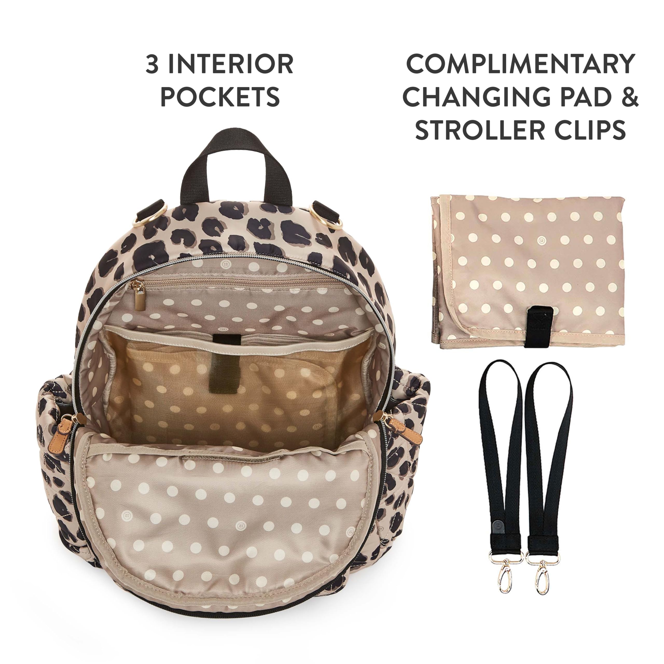 TWELVElittle Little Companion Diaper Bag Backpack 2.0 *NEW* with Changing Pad and Stroller Clips, Leopard