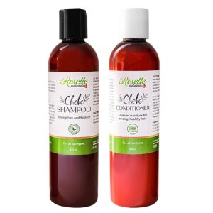 roselle naturals chebe shampoo and conditioner for hair growth - chebe hair shampoo and conditioner hair growth oil duo with chebe oil and rosemary oil for hair growth, hair oil, 8 oz