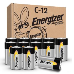 energizer alkaline power c batteries (12 pack), long-lasting alkaline c cell batteries