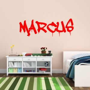 vwaq custom graffiti name wall decal - personalized kids vinyl art decor sticker hip hop graphic - csgn5 (12" height, red)