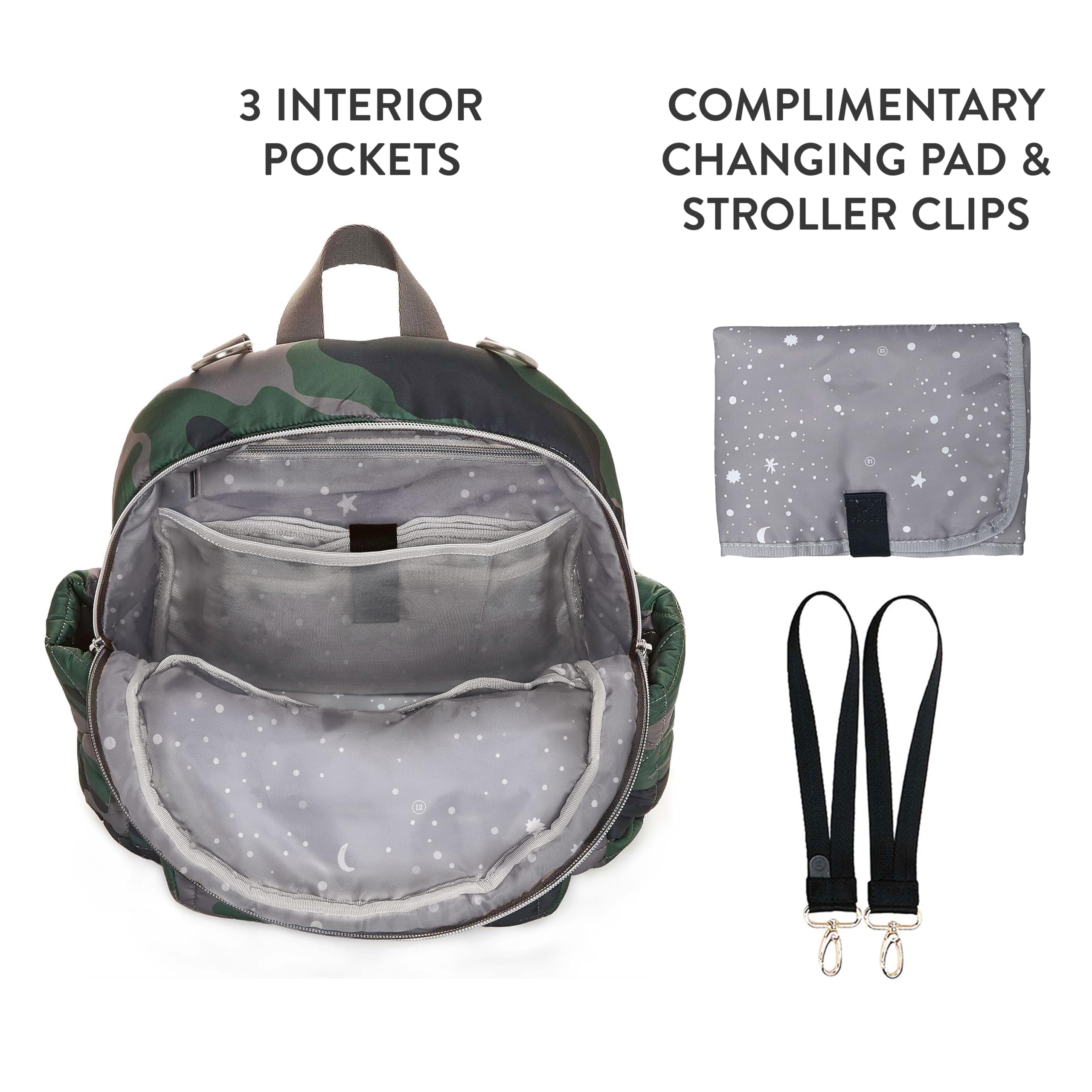 TWELVElittle Little Companion Diaper Bag Backpack 2.0 *NEW* with Changing Pad and Stroller Clips, Camo Print