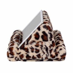 the duo super plush multi-angle viewing stand for ipad, tablet, phone - memory foam tablet stand - portable tablet holder for travel and work from home - leopard, 10 x 10 x 6.75 inches