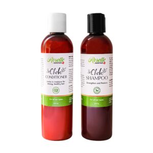 Roselle Naturals Chebe Shampoo and Conditioner for Hair Growth - Chebe Hair Shampoo and Conditioner Hair Growth Oil Duo with Chebe Oil and Rosemary Oil for Hair Growth, Hair Oil, 8 oz