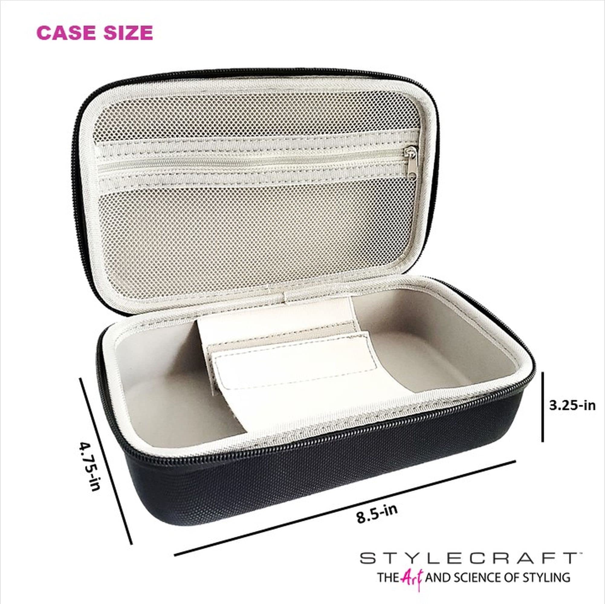 Stylecraft Professional Hair Clipper, Trimmer, Shaver Barber Carry or Storage Case with Zipper and Mesh Pocket Black