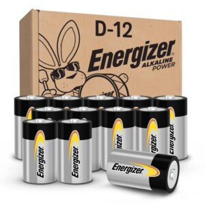 energizer alkaline power d batteries 12 count (pack of 1), long-lasting alkaline size d batteries