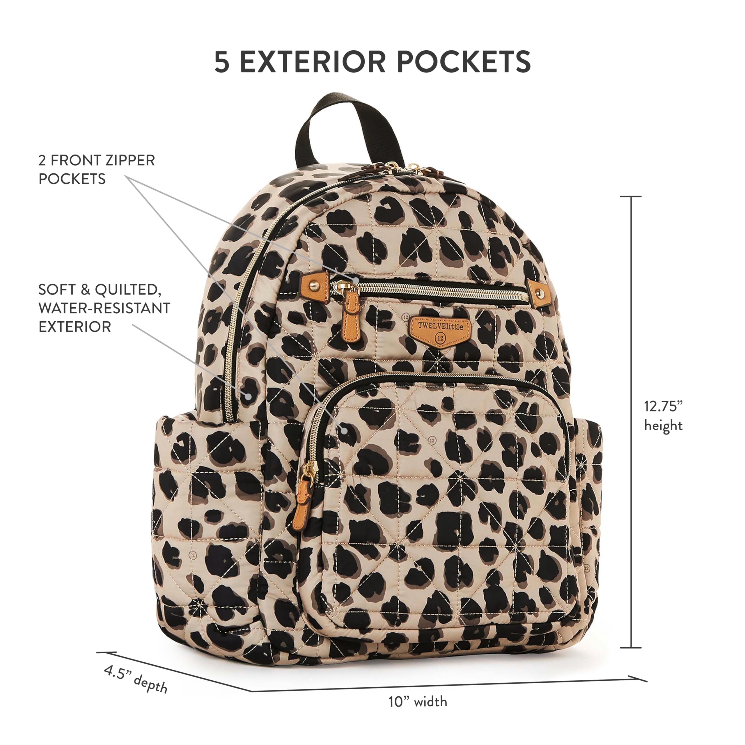 TWELVElittle Little Companion Diaper Bag Backpack 2.0 *NEW* with Changing Pad and Stroller Clips, Leopard