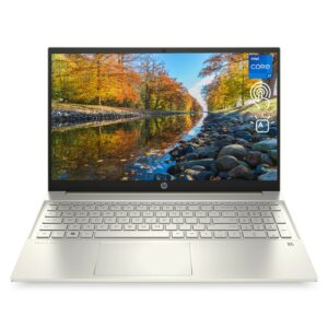 hp newest 15 pavilion laptop, 15.6" full hd touchscreen, intel core i7-1165g7 quad-core processor, 32gb ram, 1tb pcie ssd, backlit keyboard, webcam, hdmi, wi-fi 6, bluetooth, windows 11 home, gold