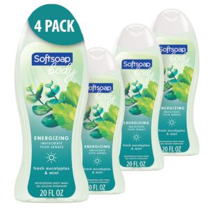 softsoap eucalyptus & mint body wash, moisturizing body wash, 20 oz, (4 pack)