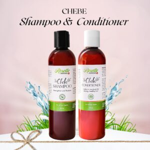 Roselle Naturals Chebe Shampoo and Conditioner for Hair Growth - Chebe Hair Shampoo and Conditioner Hair Growth Oil Duo with Chebe Oil and Rosemary Oil for Hair Growth, Hair Oil, 8 oz