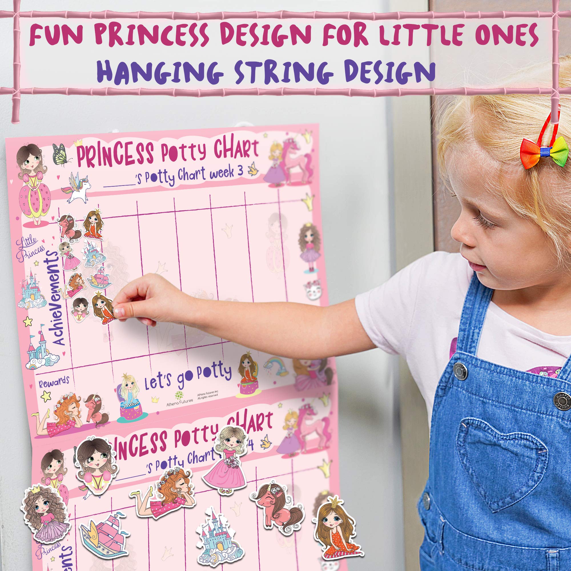 ATHENA FUTURES Potty Training Count Down Timer Watch - Princess Pink and Potty Training Chart for Girls - Princess and Unicorn Design