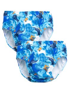 sunbusters sunwear sunbusters boy's reusable swim diaper 2 pack, ocean manta ray, 3t