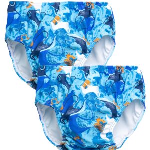 SunBusters Sunwear SunBusters Boy's Reusable Swim Diaper 2 Pack, Ocean Manta Ray, 3T