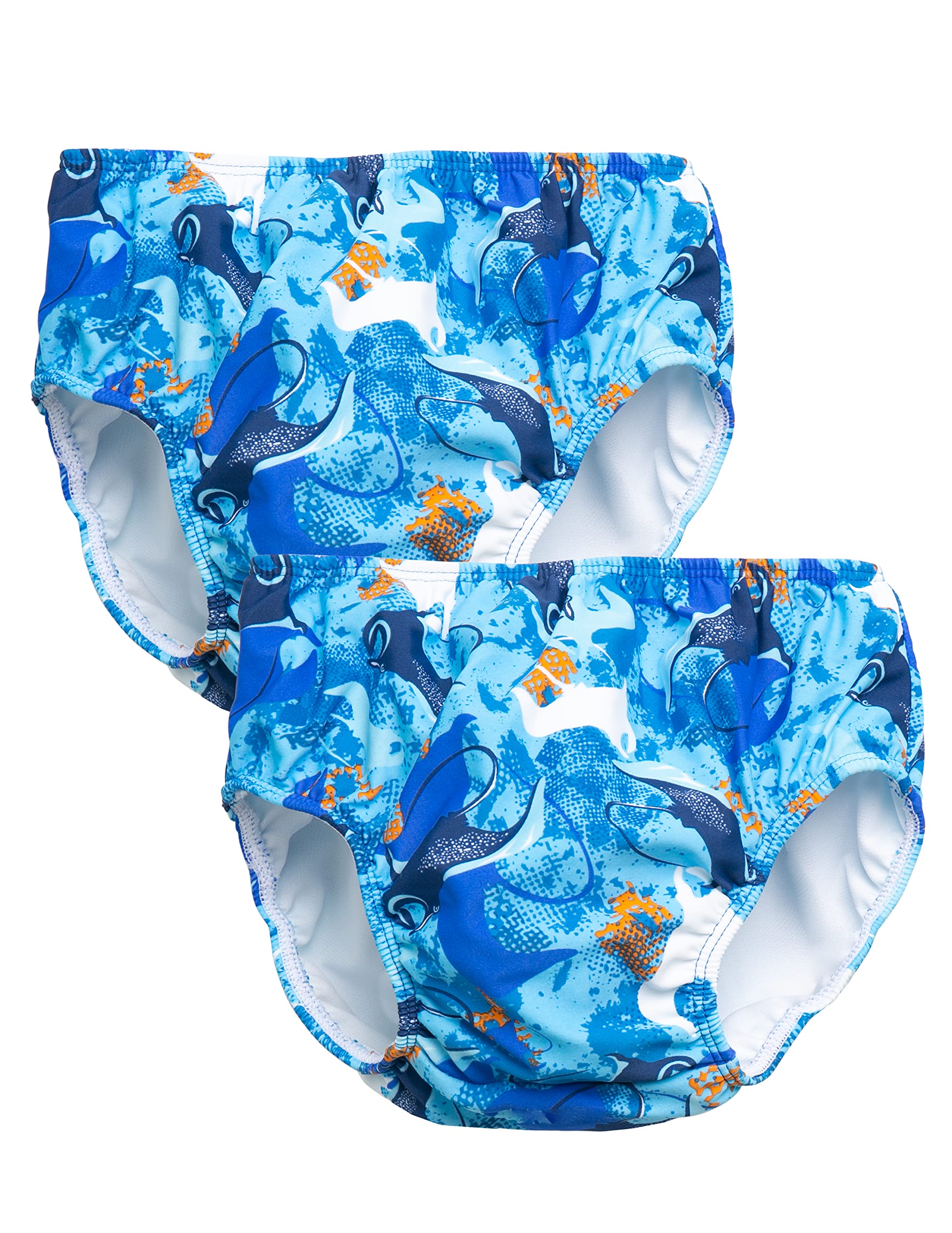 SunBusters Sunwear SunBusters Boy's Reusable Swim Diaper 2 Pack, Ocean Manta Ray, 3T