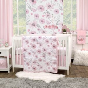 Little Love by NoJo Beautiful Blooms Pink and White Floral Fitted Crib Sheet