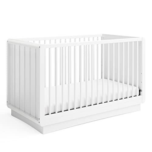 STORKCRAFT Skye 3-in-1 Convertible Crib (White) - Converts from Baby Crib to Toddler Bed and Daybed, Fits Standard Full-Size Crib Mattress, Adjustable Mattress Support Base