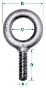 k2023-unf - 3/8-24 x 1-1/4 shoulder pattern eyebolt fine thread, 1ea