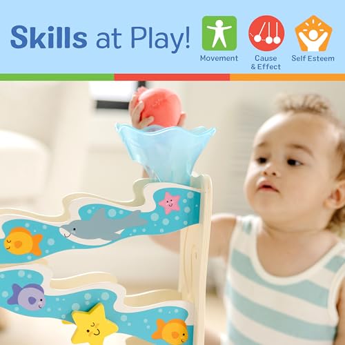 Melissa & Doug Rollables Wooden Ocean Slide Infant and Toddler Toy (5 Pieces) - FSC Certified