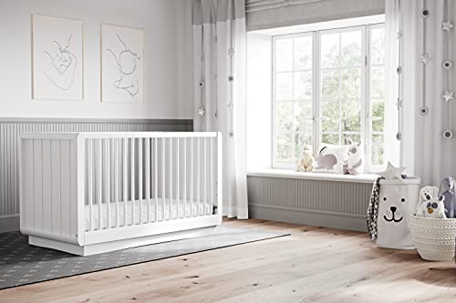 STORKCRAFT Skye 3-in-1 Convertible Crib (White) - Converts from Baby Crib to Toddler Bed and Daybed, Fits Standard Full-Size Crib Mattress, Adjustable Mattress Support Base