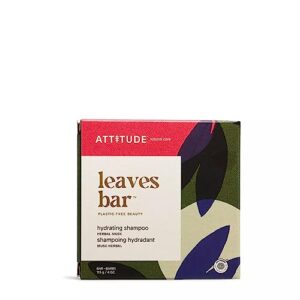 attitude hair shampoo bar, plant and mineral-based ingredients, ewg verified and plastic-free beauty care, vegan and cruelty-free, hydrating, herbal musk, 4 oz