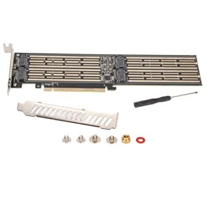 Adapter Card, Solid Structure NVME Expansion Card Stable Performance PCI‑E X16 4 for M.2 PCI‑E Device for SSD