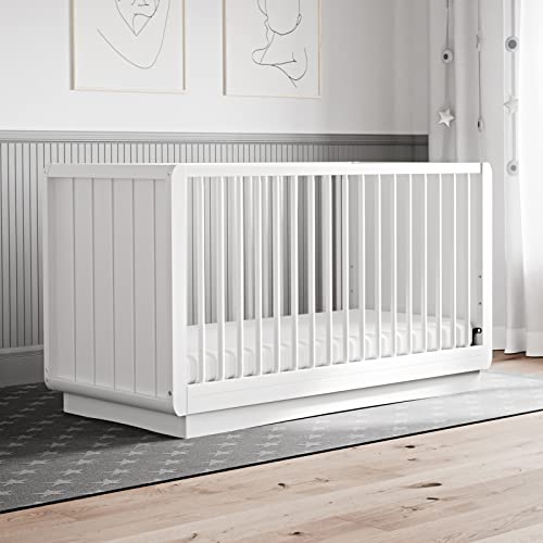 STORKCRAFT Skye 3-in-1 Convertible Crib (White) - Converts from Baby Crib to Toddler Bed and Daybed, Fits Standard Full-Size Crib Mattress, Adjustable Mattress Support Base