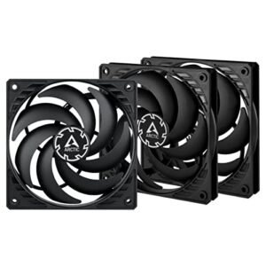 arctic p12 slim pwm pst (3 pack) - pc fans, 120mm case fan with pwm sharing technology (pst), pressure-optimised, quiet motor, computer, extra slim, 300–2100 rpm - black