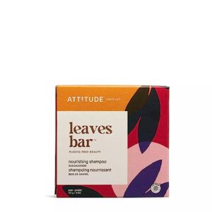 attitude hair shampoo bar, plant and mineral-based ingredients, ewg verified and plastic-free beauty care, vegan and cruelty-free, nourishing, sandalwood, 4 oz