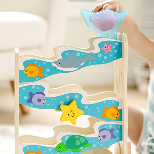 Melissa & Doug Rollables Wooden Ocean Slide Infant and Toddler Toy (5 Pieces) - FSC Certified