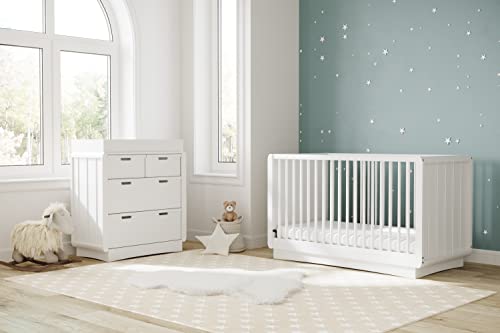 STORKCRAFT Skye 3-in-1 Convertible Crib (White) - Converts from Baby Crib to Toddler Bed and Daybed, Fits Standard Full-Size Crib Mattress, Adjustable Mattress Support Base