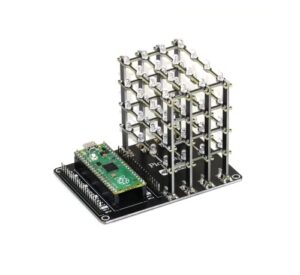 pico cube 4x4x4 64 led cube kit for raspberry pi pico (assembled, green)