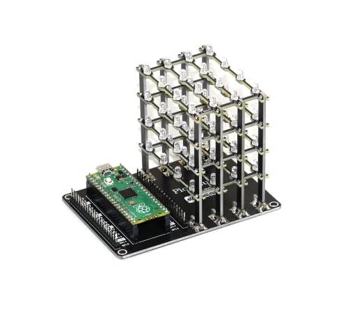 Pico Cube 4x4x4 64 LED Cube Kit for Raspberry Pi Pico (Assembled, Green)