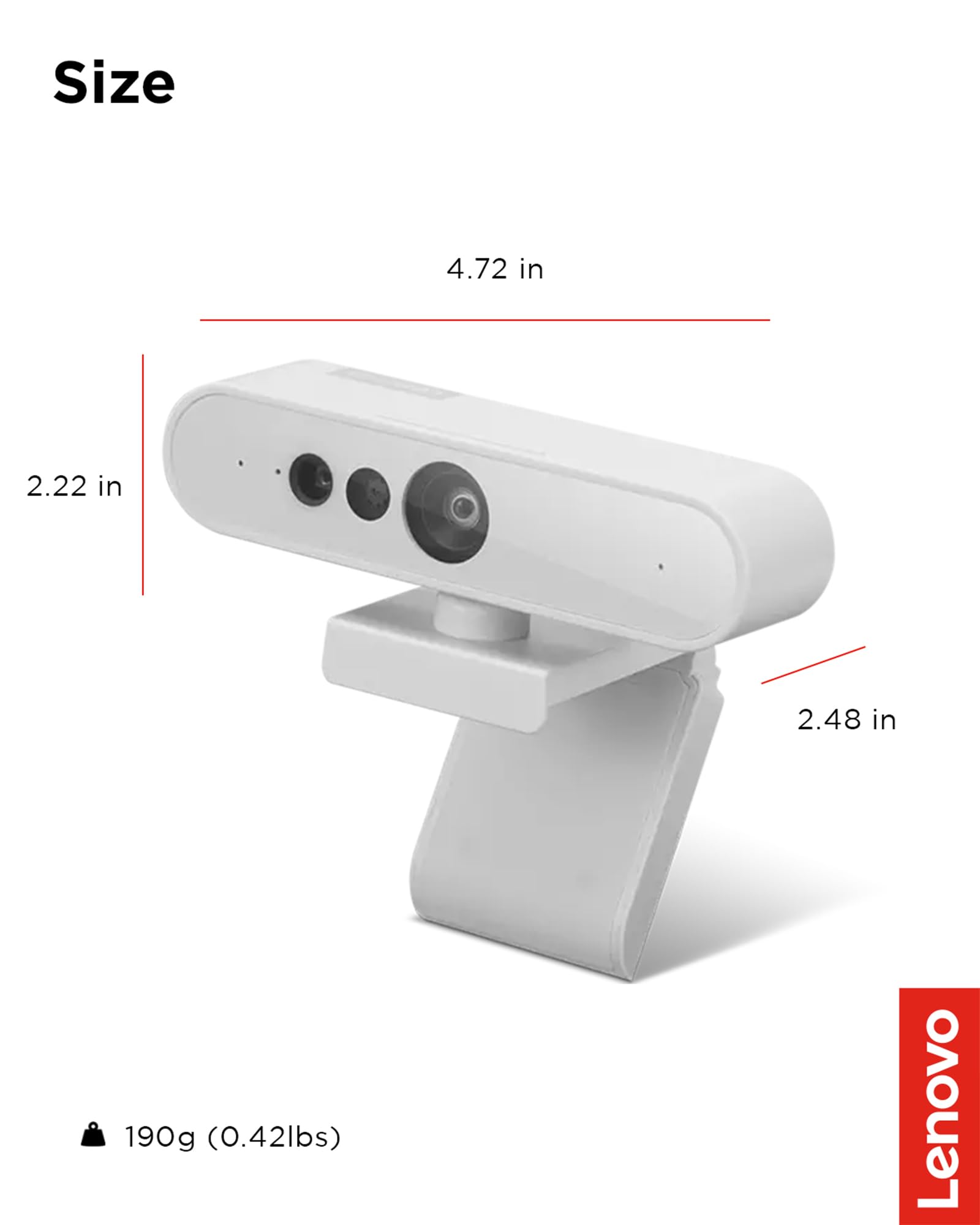 Lenovo HD 1080p Webcam (510 FHD) - Monitor Camera with 4X Digital Zoom, 95° Wide Angle, 360° Rotation Pan & Tilt - Desktop Cam with Dual Microphones & Windows Hello for Livestreaming & Conferences