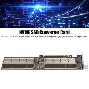 Adapter Card, Solid Structure NVME Expansion Card Stable Performance PCI‑E X16 4 for M.2 PCI‑E Device for SSD