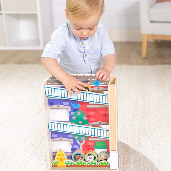 Melissa & Doug GO Tots Wooden Town House Tumble with 6 Disks - FSC Certified