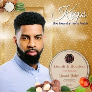 BABY HAIR Beards & Bourbon's Beard Balm, Mustache Balm - Infused Mango Butter, Sweet Orange Oil, Grapeseed & Jojoba Oil for Ultimate Conditioning, for the Perfectly Groomed Beard 2oz