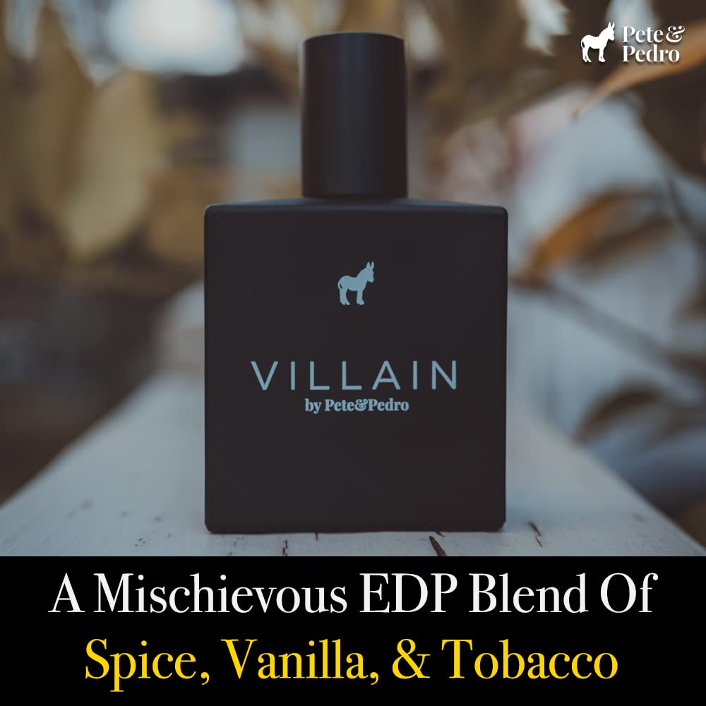 Pete & Pedro VILLAIN - Eau De Parfum | Inspired by T.Ford Tobacco & Vanille Fragrance - Tobacco and Vanilla with a Burst of Spice & Woods Men's Cologne | As Seen on Shark Tank, 1.7 oz.