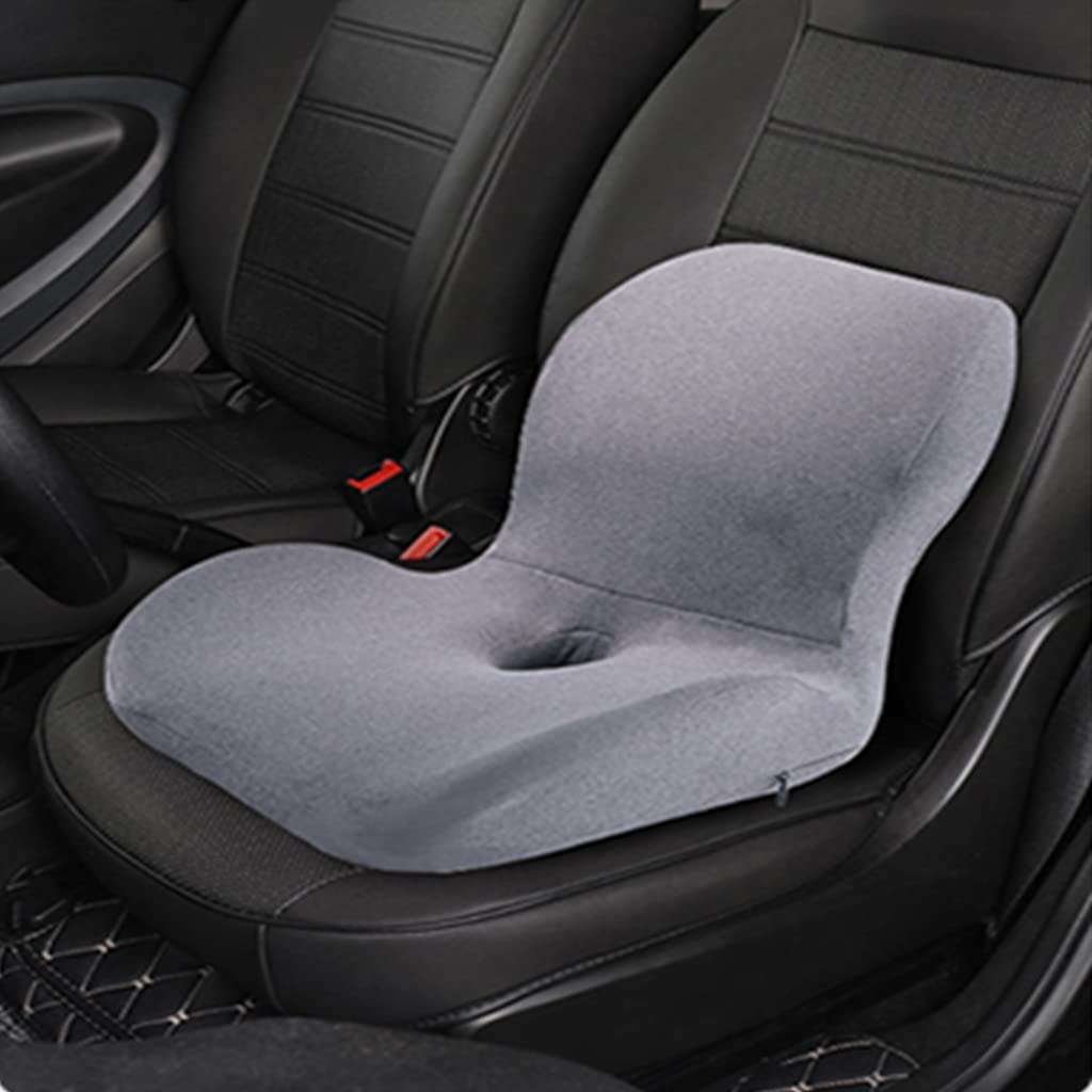 Car Seat Cushion, Car Memory Foam Heightening Seat Cushion for Short People Driving Lumbar Support Pillow and Seat Cushion for Office Chair and Car Seat Anti Slip Cushion (Gray)