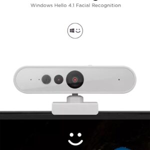 Lenovo HD 1080p Webcam (510 FHD) - Monitor Camera with 4X Digital Zoom, 95° Wide Angle, 360° Rotation Pan & Tilt - Desktop Cam with Dual Microphones & Windows Hello for Livestreaming & Conferences