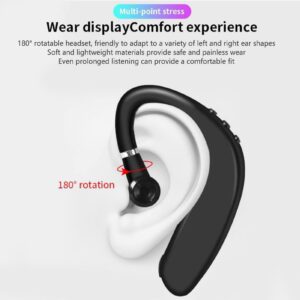 Bluetooth Headset 5.2 Earpiece with Noise Cancelling, Waterproof Ultralight Hands Free Single Ear Business Earphone for Sport, Driving, Office