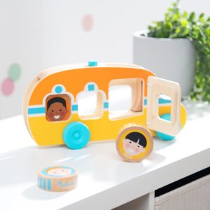 Melissa & Doug GO Tots Wooden Roll & Ride Bus with 3 Disks - FSC Certified