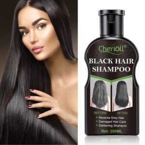 Black Hair Shampoo, Hair Dye Shampoo, Hair Darkening Shampoo, Reverse Grey Hair Shampoo, Hair Growth Shampoo, Black Hair Color Shampoo for Women Men Cover Gray White Hair, Restore Lustrous and Shiny Hair