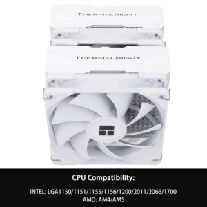 Thermalright Peerless Assassin 120 White CPU Air Cooler, 6 Heat Pipes,TL-C12W PWM Fan,Aluminium Heatsink Cover, AGHP Technology, for AMD AM4/AM5/Intel LGA 1700/1150/1151/1200/2066/2011 (PA120 White)