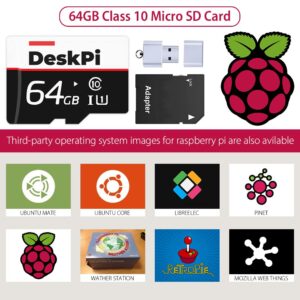 GeeekPi Raspberry Pi 4 4GB Kit - 64GB Edition, DeskPi Lite Raspberry Pi 4 Case with Power Button/Heatsink/PWM Fan, Raspberry Pi 4 Power Supply for Raspberry Pi 4B