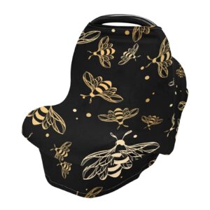 golden bee pattern baby car seat covers canopy nursing cover breastfeeding scarf carseat canopy soft infant stroller cover multi use for boys and girls