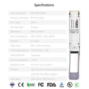 OPSTRAN 40GBASE-SR BiDi QSFP+ Optical Transceiver Module Compatible with Cisco QSFP-40G-SR-BD Meraki MA-QSFP-40G-SR-BD 40GBASE-SR Bi-Directional MMF 832nm - 918nm 150m Duplex LC